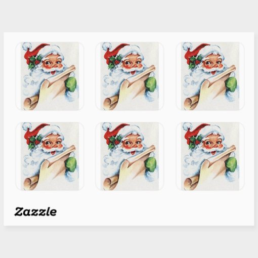 Vintage Santa Claus Square Sticker | Zazzle
