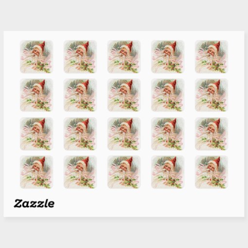 Vintage Santa Claus Square Sticker | Zazzle