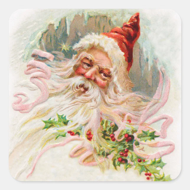 Vintage Santa Claus Square Sticker | Zazzle