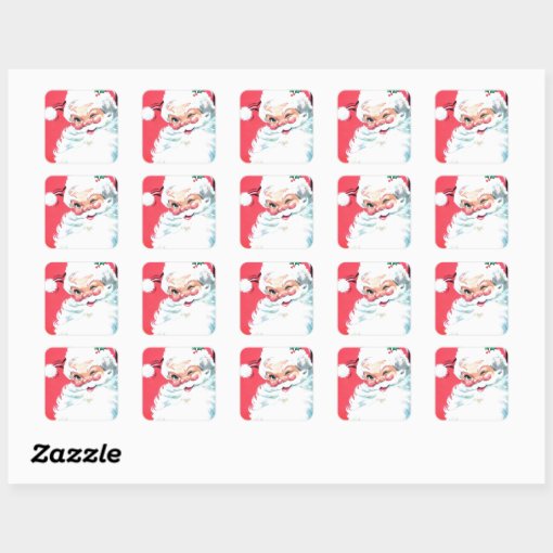 Vintage Santa Claus Square Sticker | Zazzle