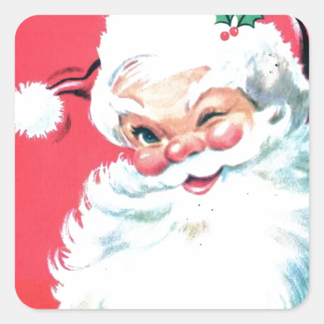 Vintage Santa Claus Square Sticker | Zazzle