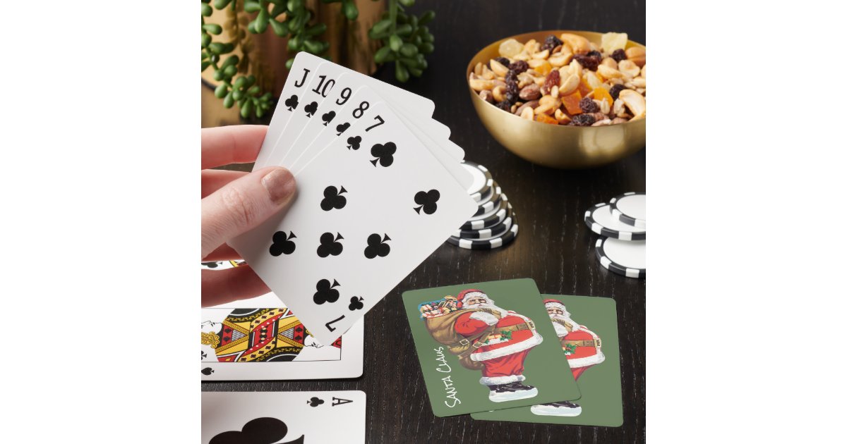 Vintage Santa Claus, Victorian Christmas die cut Poker Cards | Zazzle