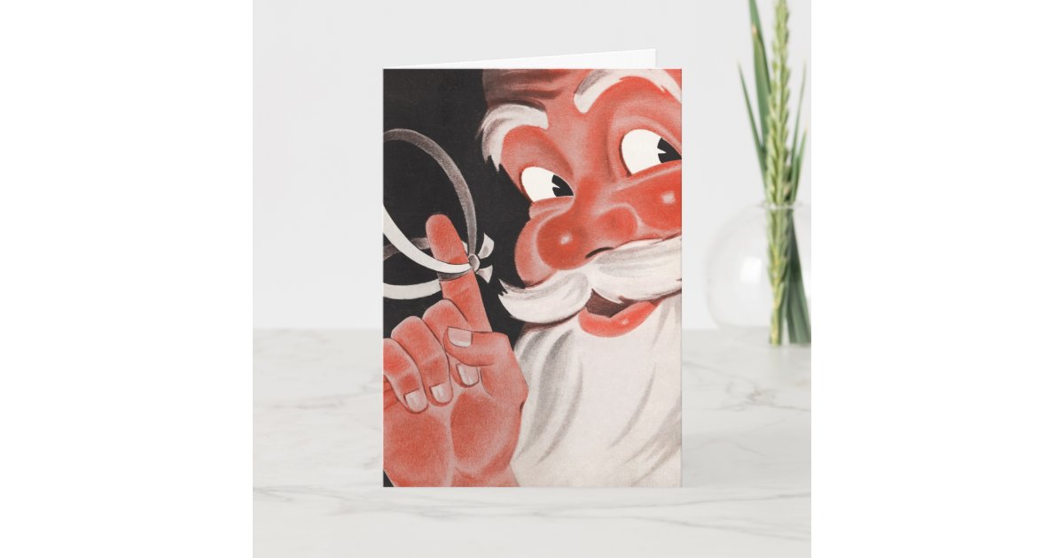 Vintage Santa Claus with Reminder String on Finger Holiday Card | Zazzle
