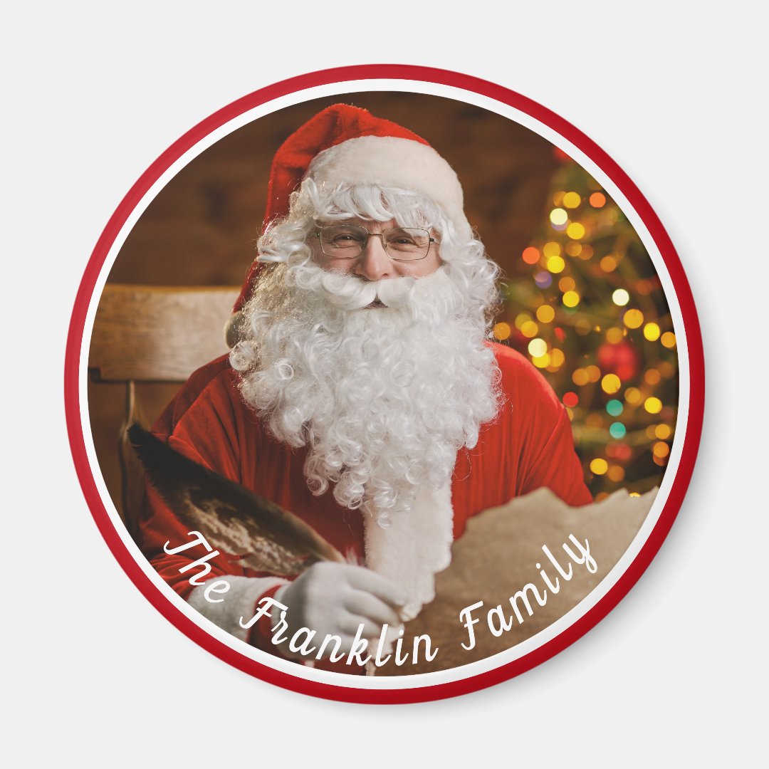 Vintage Santa Claus Writing Christmas Tree Magnet | Zazzle