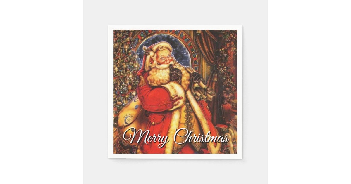 Vintage Santa Claus Your Greeting Napkins | Zazzle