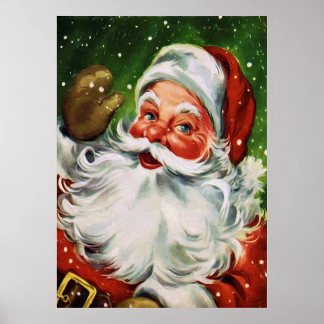 Vintage Santa Face 1 Poster | Zazzle