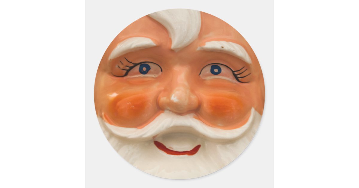 Vintage santa face classic round sticker | Zazzle