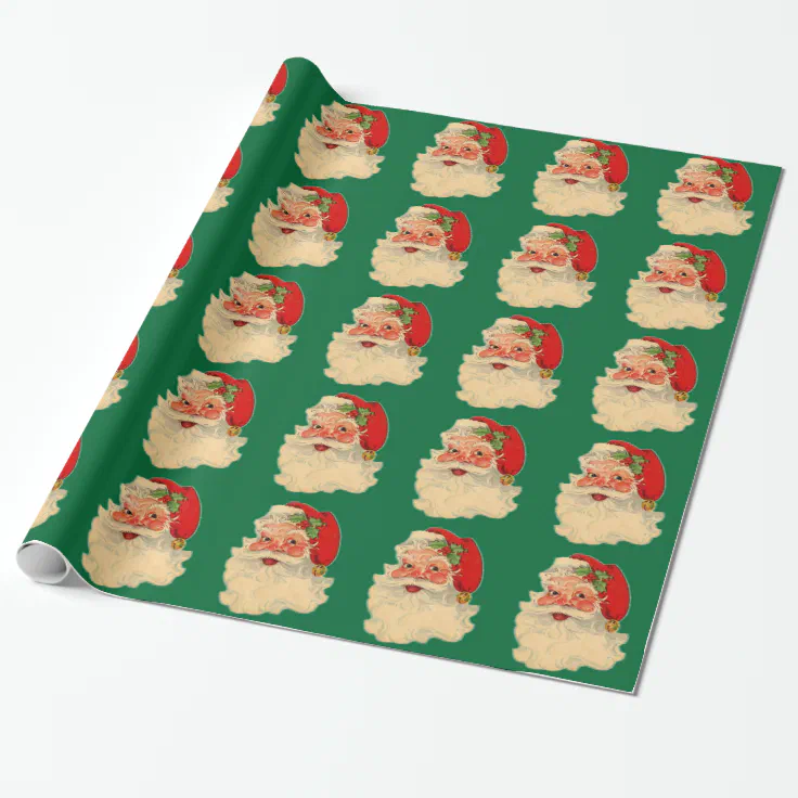Vintage Santa Face Wrapping Paper | Zazzle