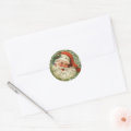 Vintage Santa Grunge Classic Round Sticker | Zazzle