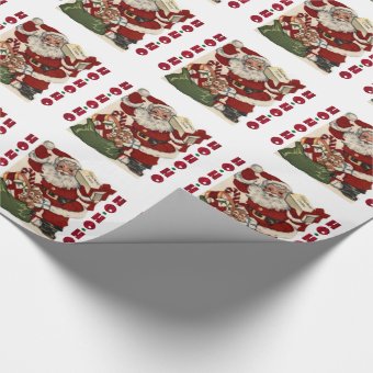 Vintage Santa Holiday wrapping paper | Zazzle