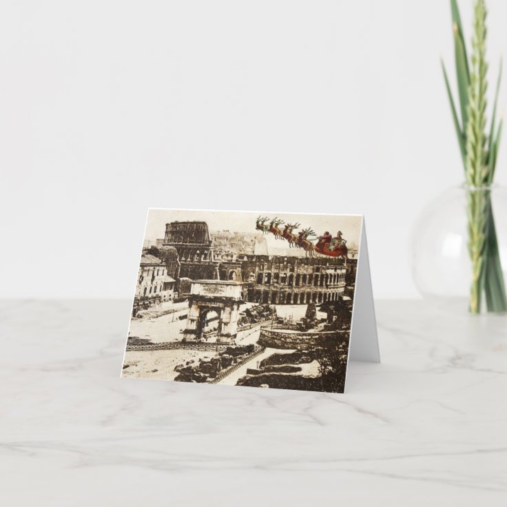 Vintage Santa in Rome Italy Christmas Card | Zazzle
