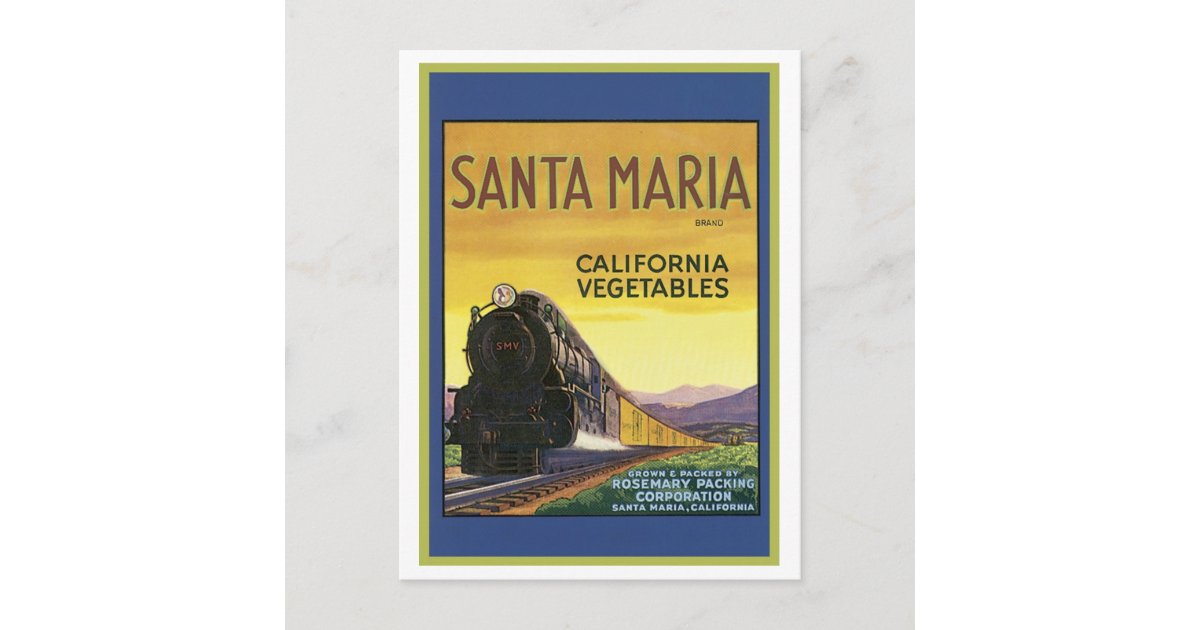 Vintage Santa Maria California Vegetables Crate La Postcard | Zazzle