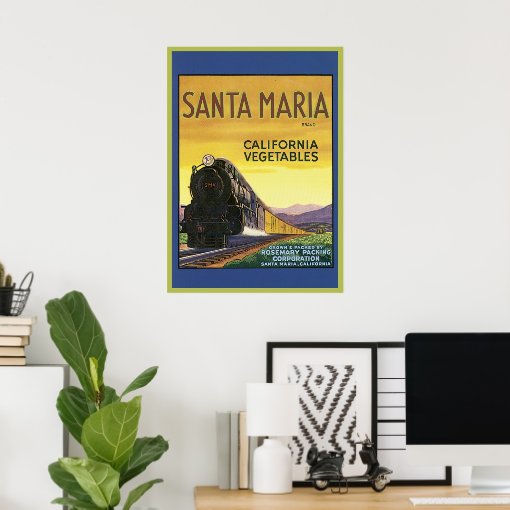 Vintage Santa Maria California Vegetables Crate La Poster | Zazzle
