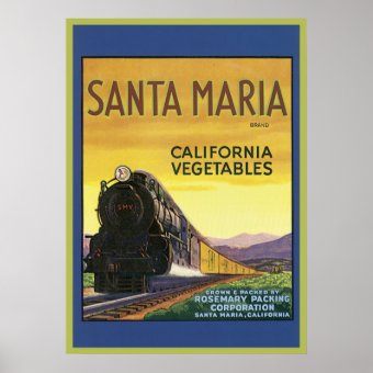 Vintage Santa Maria California Vegetables Crate La Poster | Zazzle