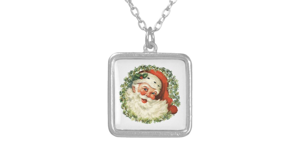 Vintage Santa Silver Plated Necklace | Zazzle