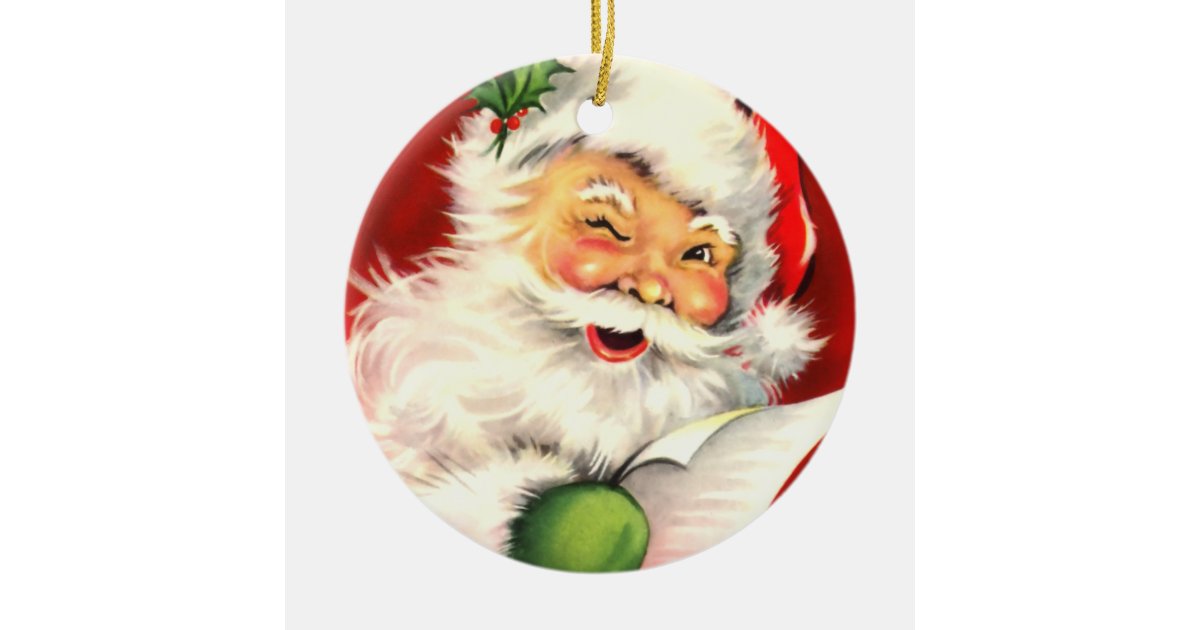 Vintage Santa Winking Christmas Ornament | Zazzle
