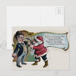 Vintage Santa with a Gun Christmas Postcard | Zazzle