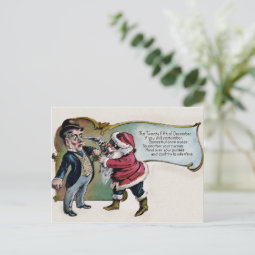 Vintage Santa with a Gun Christmas Postcard | Zazzle