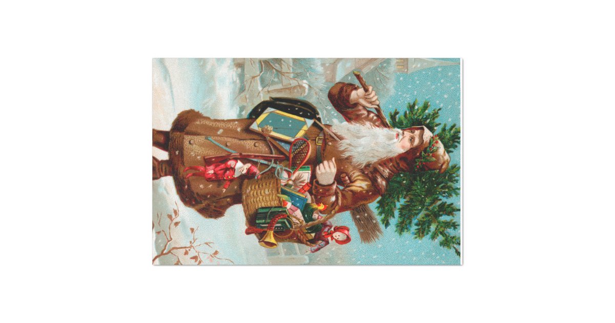 Vintage Santa With Christmas Tree Tissue Paper Zazzle vintage-santa-with-christmas-tree-tissue-paper-zazzle
