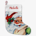 Vintage Santa with Name Small Christmas Stocking | Zazzle