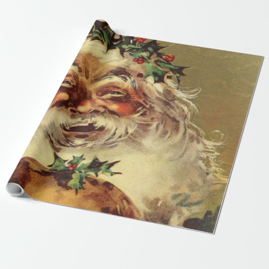 vintage santa wrapping paper | Zazzle.com