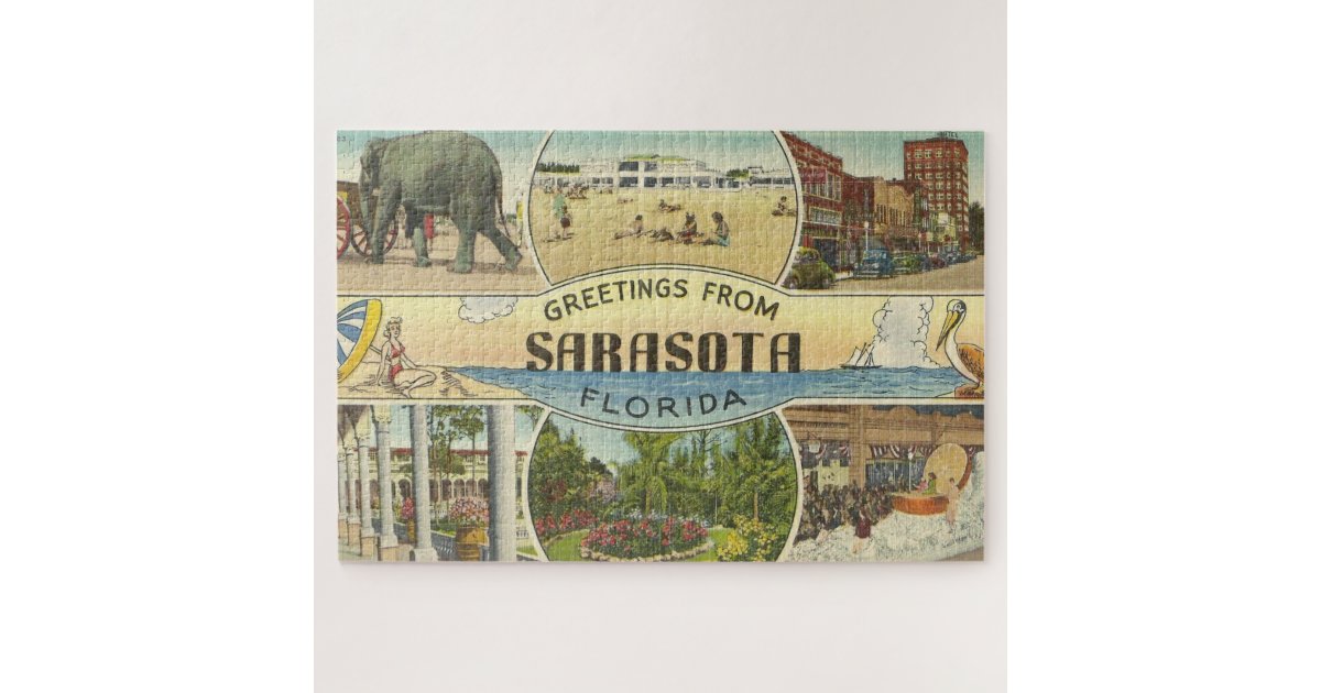 Vintage Sarasota Postcard Jigsaw Puzzle | Zazzle