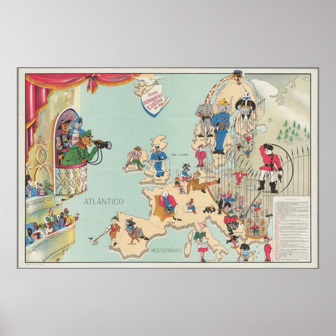Vintage Satirical Map Poster | Zazzle