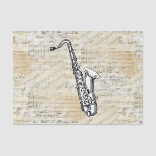 Vintage Saxophone Sheet Music Tissue Paper | Zazzle