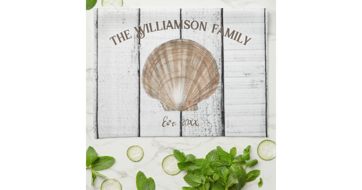 Vintage Scallop Shell Kitchen Towel | Zazzle