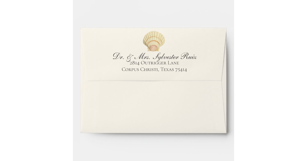 Vintage Scallop Single Seashell Wedding Envelope | Zazzle