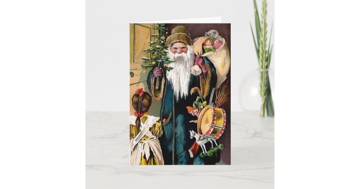 Vintage Scary Looking Santa Holiday Card | Zazzle