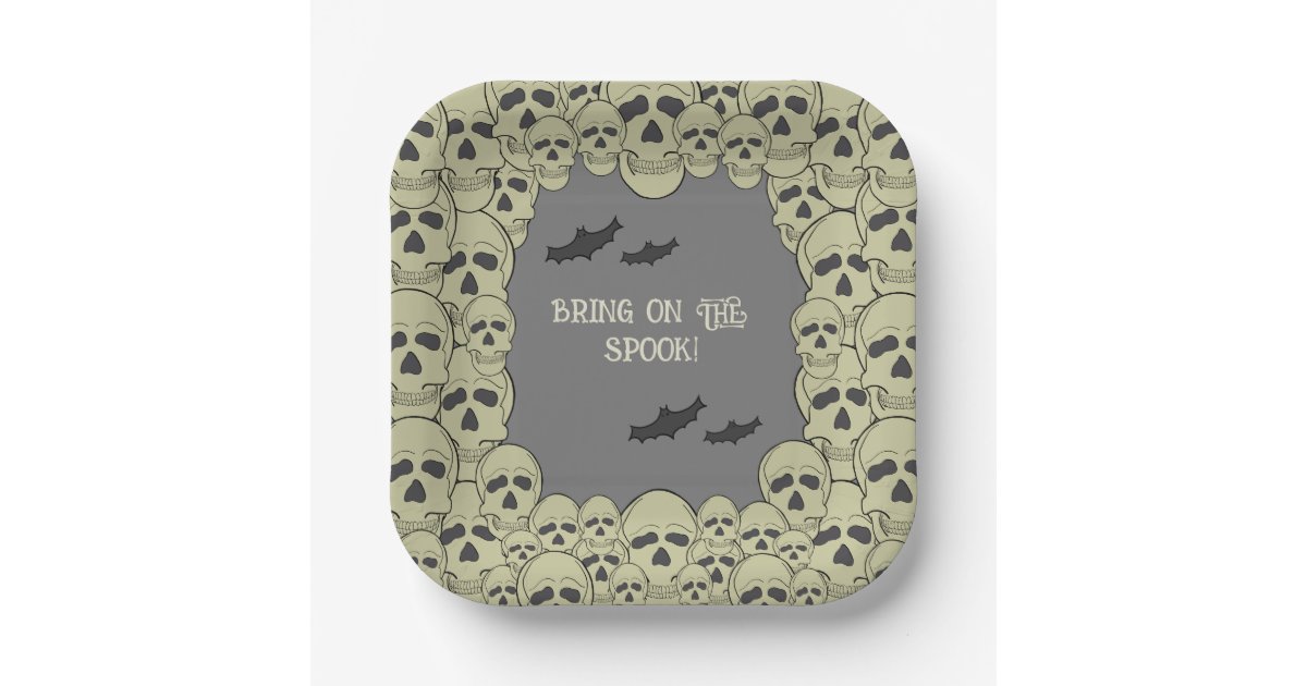 Vintage Scary Skull Halloween Party Paper Plate | Zazzle