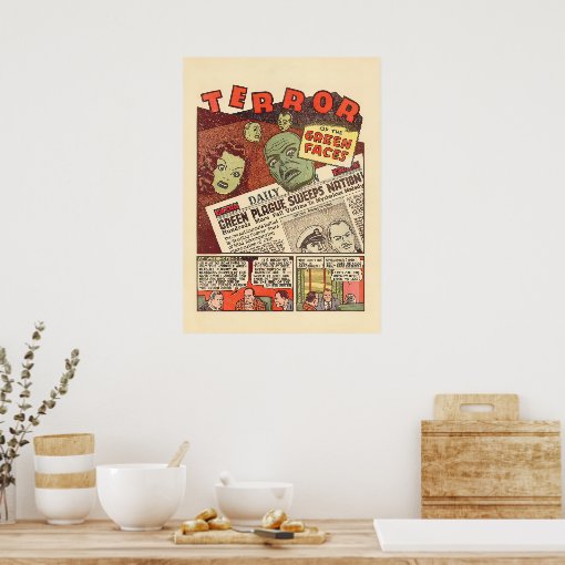 Vintage Sci-Fi Adventure Terror of the Green Faces Poster | Zazzle