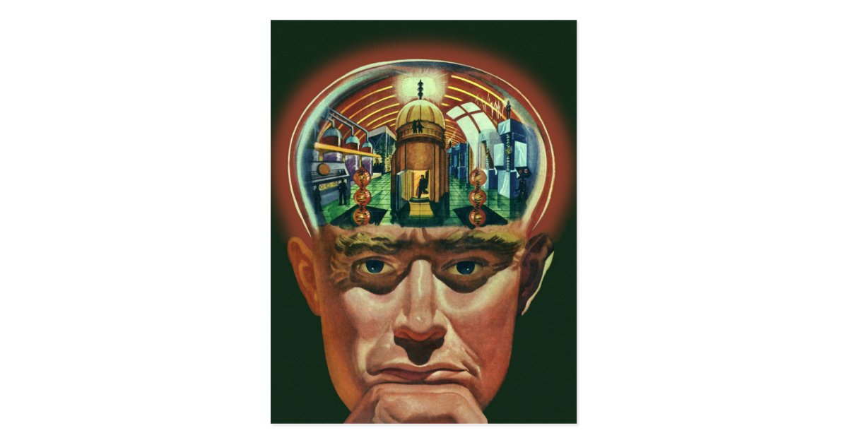 Vintage Science Fiction, Alien Brain in Laboratory Postcard | Zazzle.com