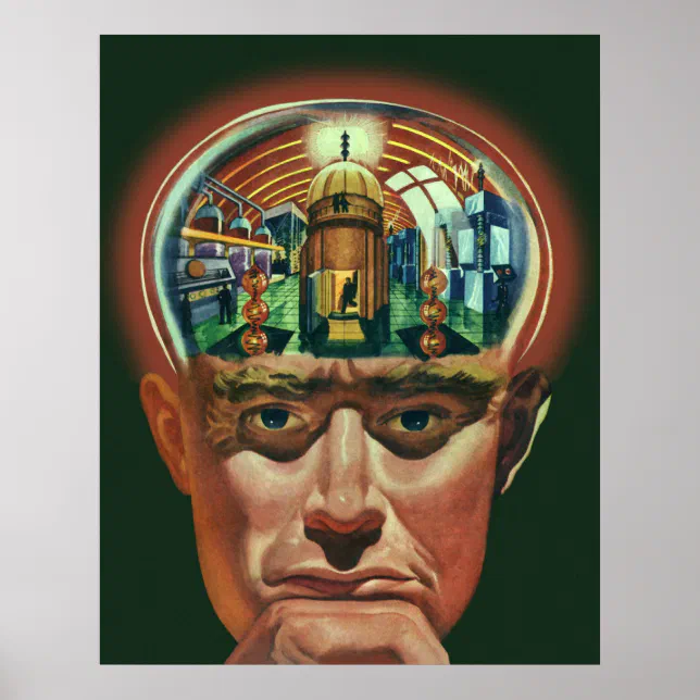 Vintage Science Fiction, Alien Brain in Laboratory Poster | Zazzle