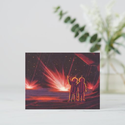 Vintage Science Fiction Alien Red Planet Explosion Postcard | Zazzle
