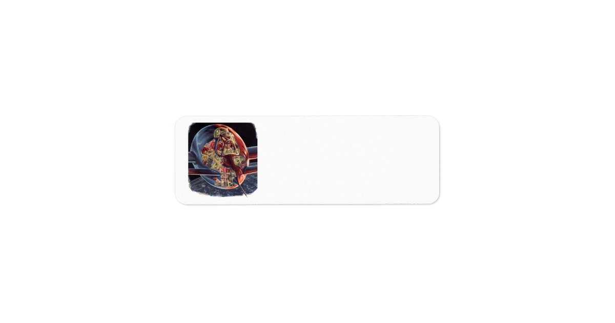 Vintage Science Fiction Astronaut Rocket Spaceship Label | Zazzle