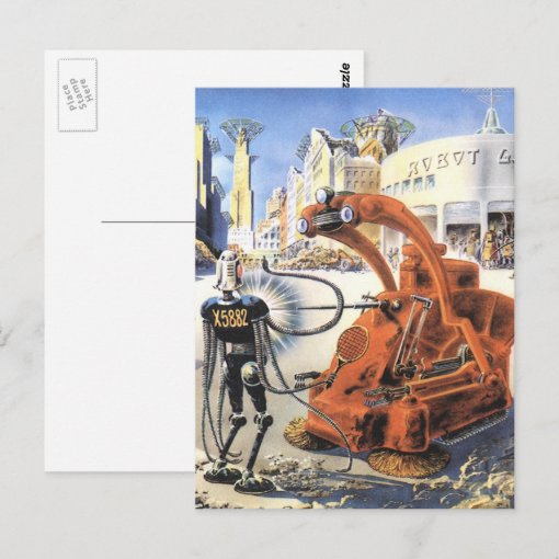 Vintage Science Fiction Futuristic City Alien Wars Postcard | Zazzle