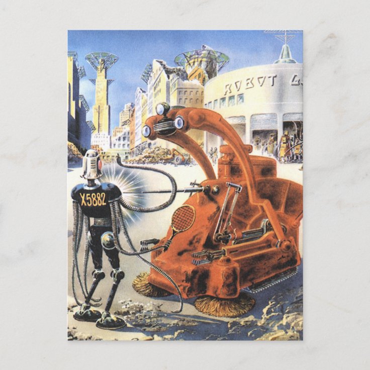 Vintage Science Fiction Futuristic City Alien Wars Postcard | Zazzle