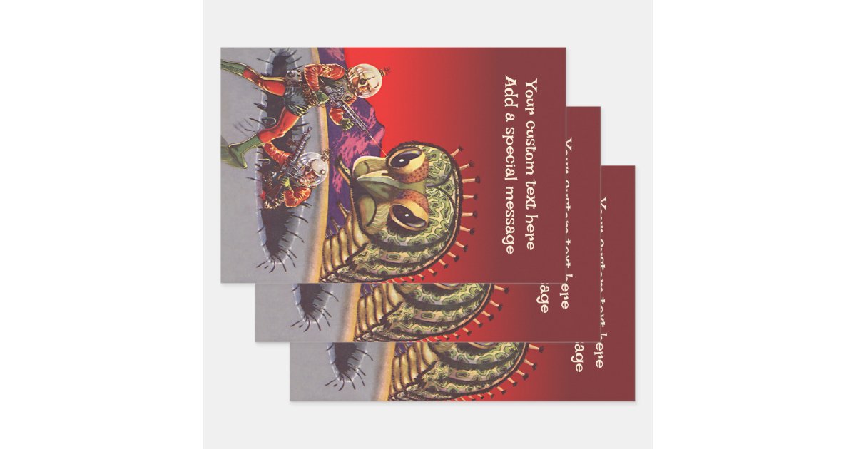 Vintage Science Fiction Giant Centipede Insect War Wrapping Paper ...