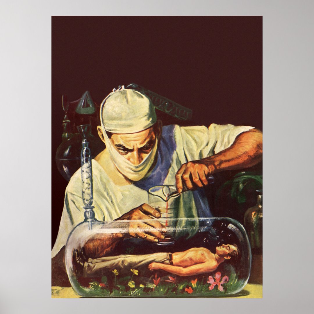 Vintage Science Fiction, Laboratory Mad Scientist Poster | Zazzle