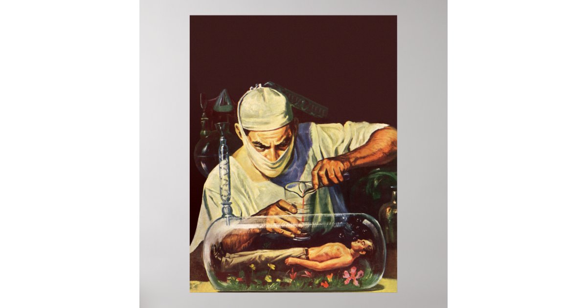 Vintage Science Fiction, Laboratory Mad Scientist Poster | Zazzle