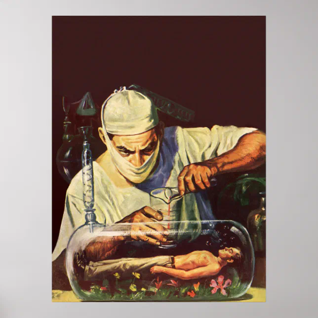 Vintage Science Fiction, Laboratory Mad Scientist Poster | Zazzle