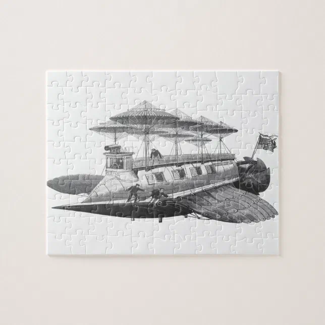 Vintage Science Fiction Steampunk Airship Eclipse Jigsaw Puzzle | Zazzle
