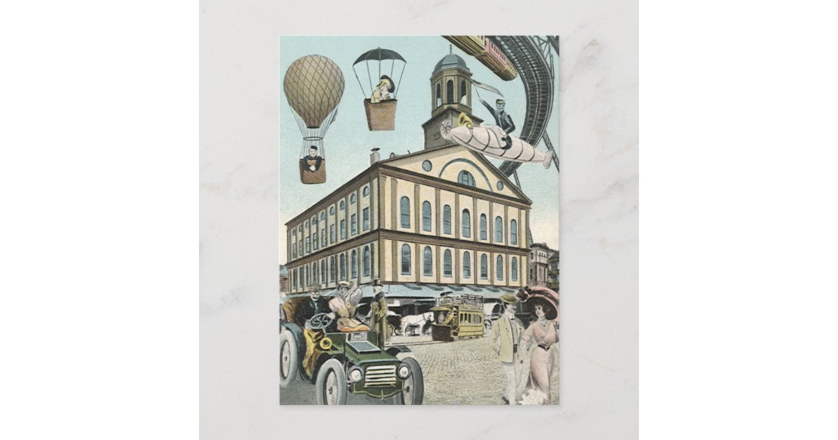 Vintage Science Fiction, Victorian Steam Punk City Postcard | Zazzle