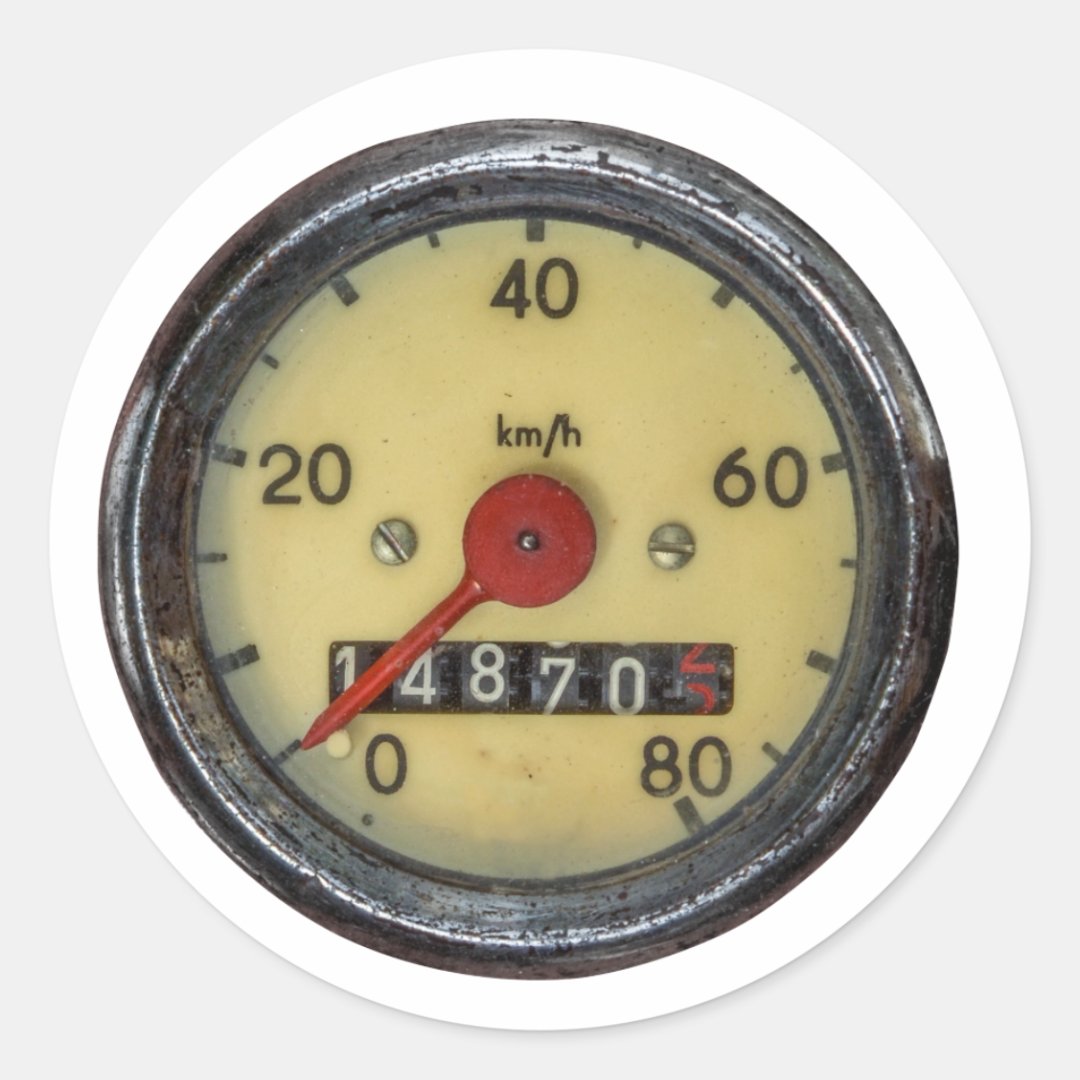 Vintage Scooter Speedometer Classic Round Sticker | Zazzle
