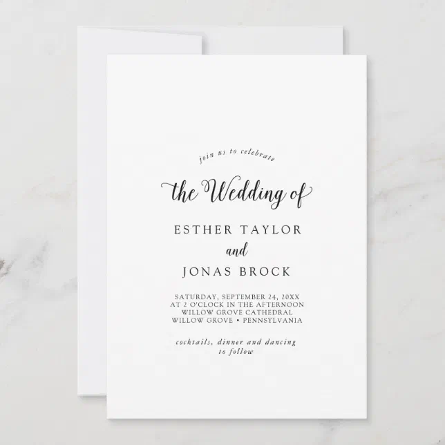 Vintage Script Front and Back The Wedding Of Invitation | Zazzle
