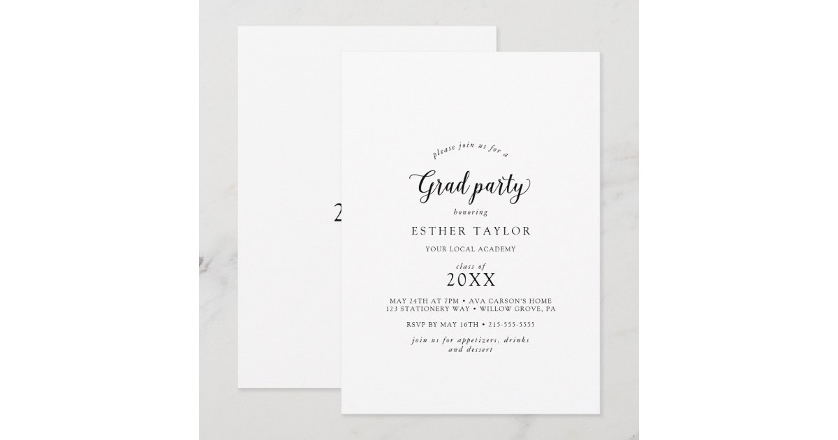 Vintage Script Grad Party Invitation | Zazzle