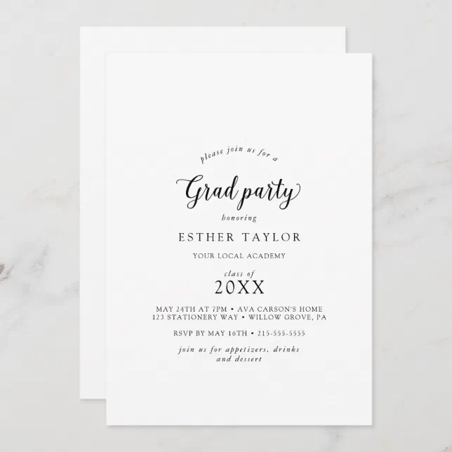 Vintage Script Grad Party Invitation | Zazzle
