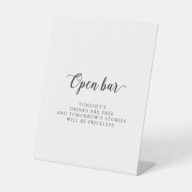 Vintage Script Open Bar Pedestal Sign | Zazzle